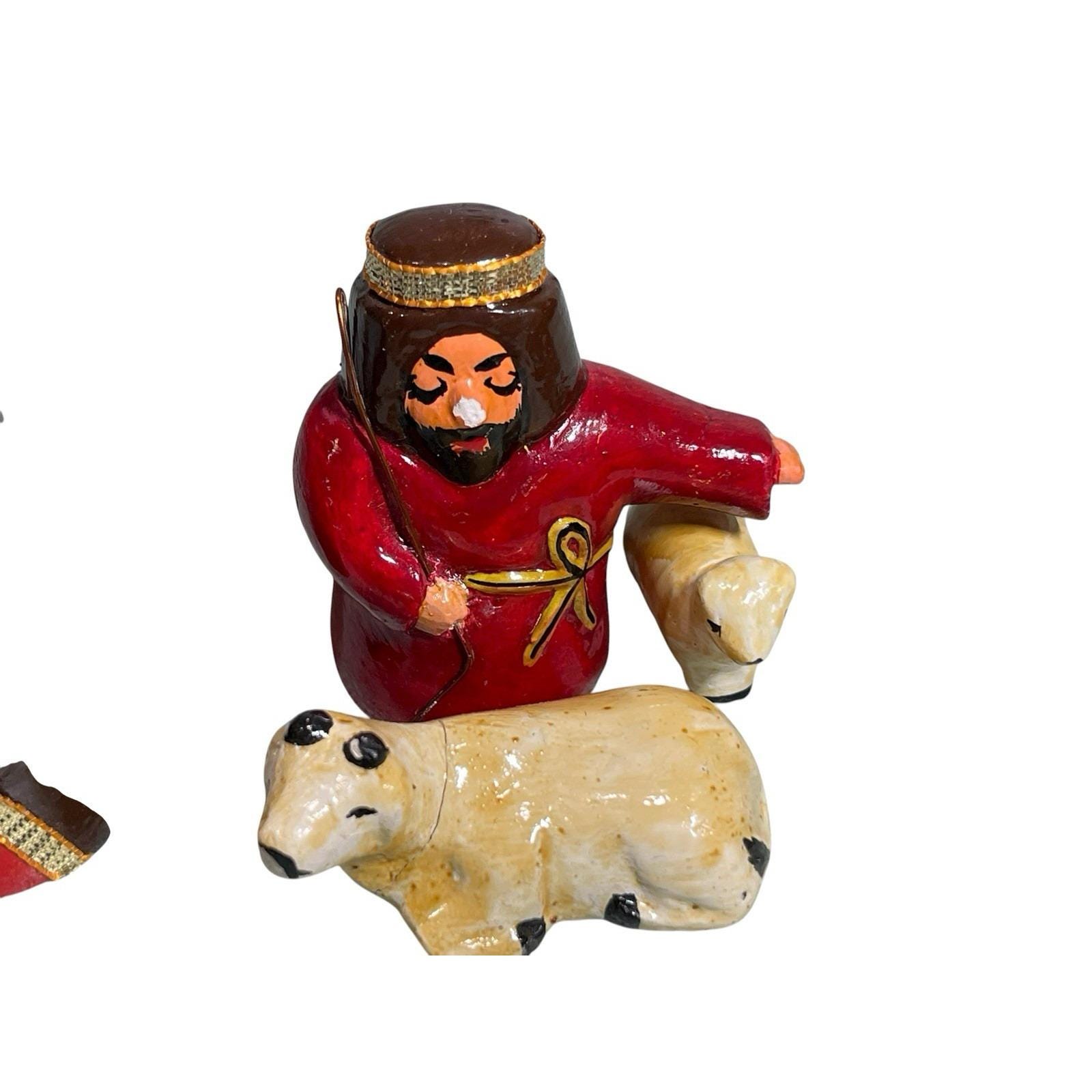 Handmade Nativity Set Mexican Hand Painted Small Set of 14 Vintage Folk ...