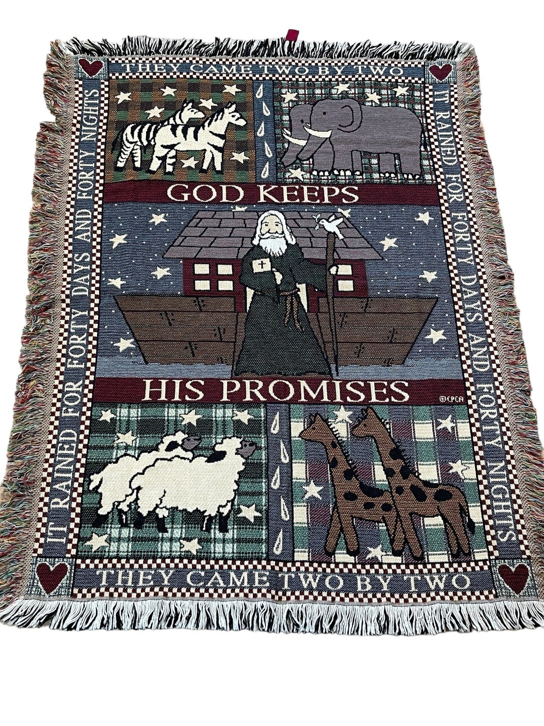 God Keeps His Promises Noahs Ark Throw Blanket Afghan Tapestry - Etsy