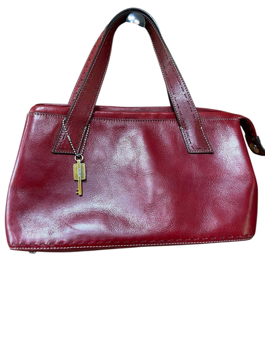 Vintage Fossil Red Leather Shoulder Bag Purse With Key - Etsy