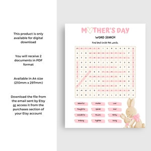 Mother's Day Word Search, Mother's Day Activity, Mother's Day Printable ...