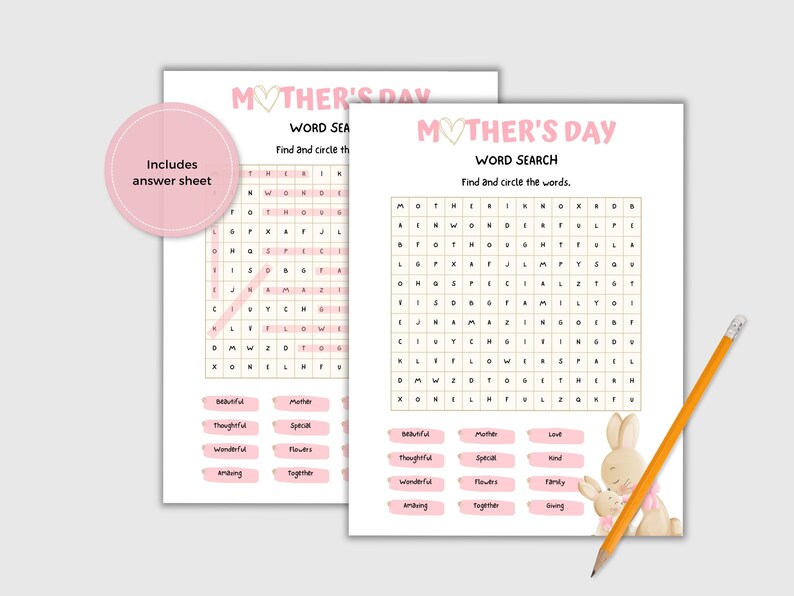 Mother's Day Word Search, Mother's Day Activity, Mother's Day Printable ...