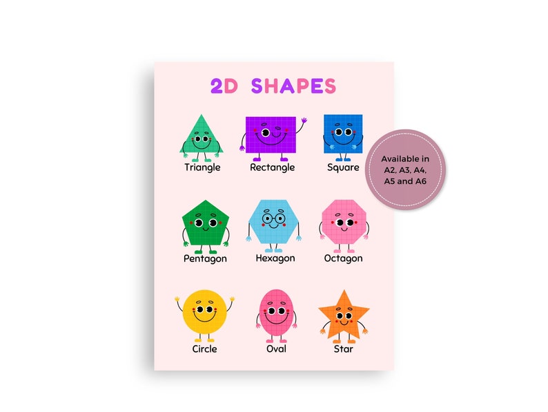 2D Shapes Poster, Educational Poster, Shapes Print, Homeschool Decor ...