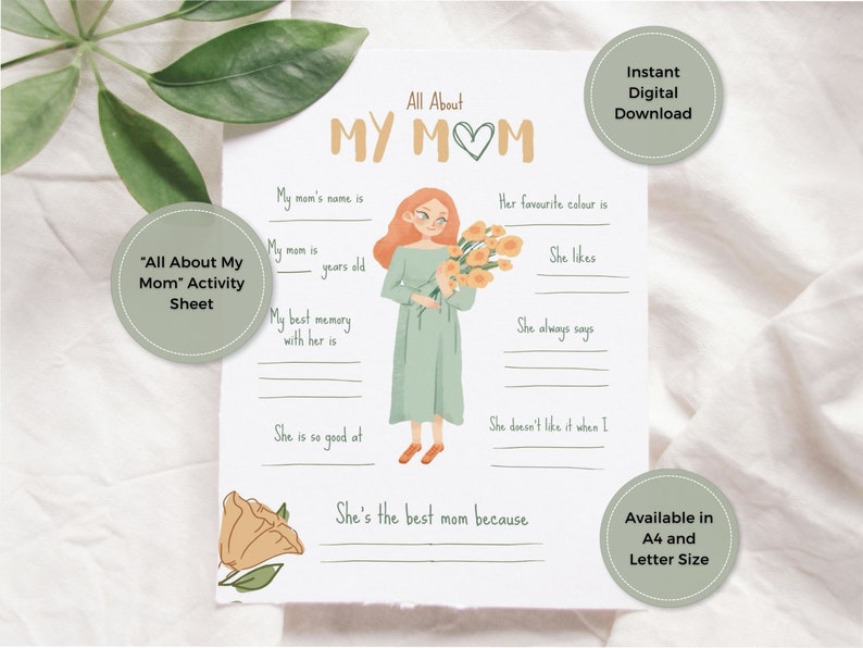 All About My Mom Printable, Mother’s Day Activity, Fill in the Blanks ...