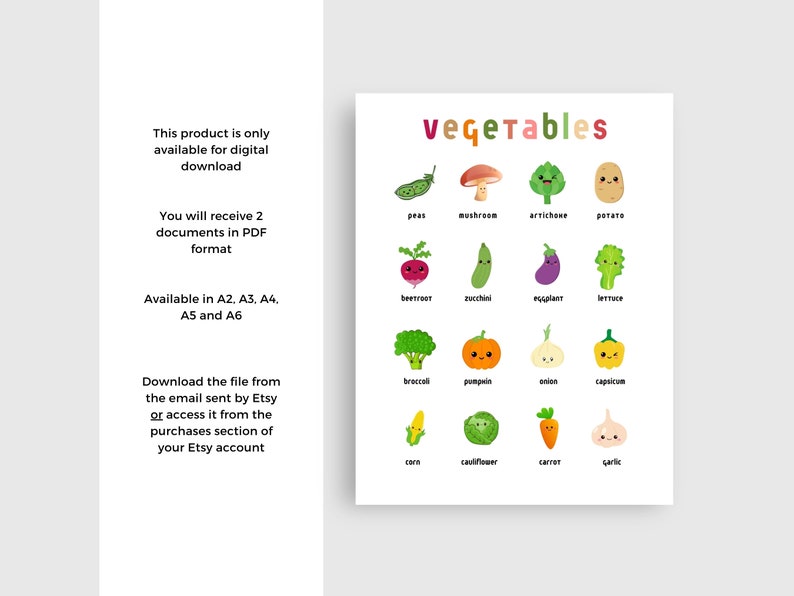 Colorful Fruits and Vegetables Poster - Etsy