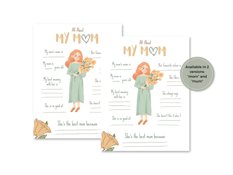 All About My Mom Printable, Mother’s Day Activity, Fill in the Blanks ...