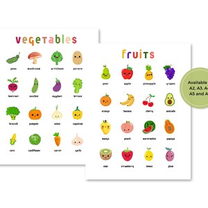 Colorful Fruits and Vegetables Poster - Etsy