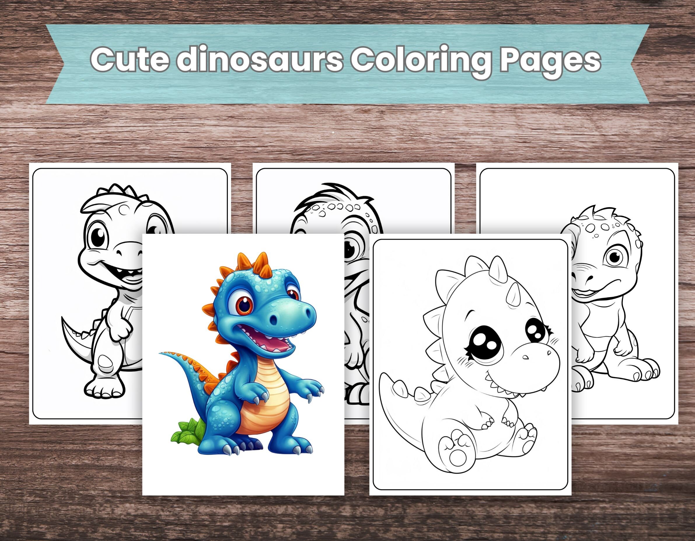 60 Cute Dinosaurs Coloring Pages for Kids ,toddlers Coloring Book,easy ...