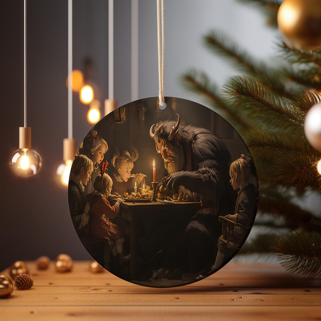 German Christmas Krampus and Kids Ornament, Creepy Christmas Tree ...