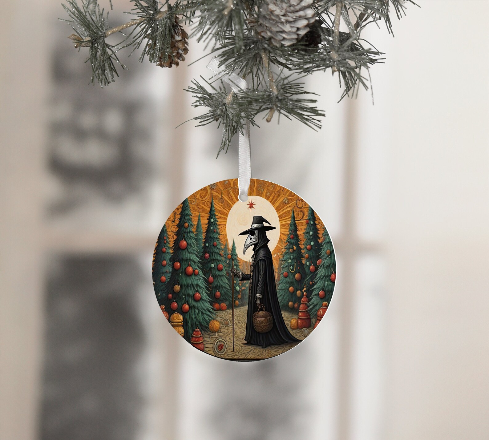 Plague Doctor PNG for Round Christmas Ornament Sublimation, Instant ...