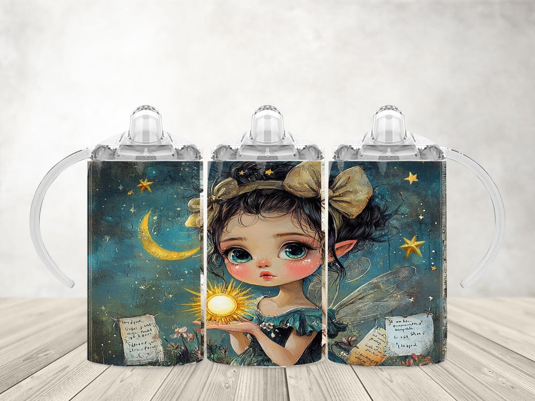Fairy & Sun 12oz Kids Flip Top Sippy Cup Wrap, Baby Sublimation Design ...