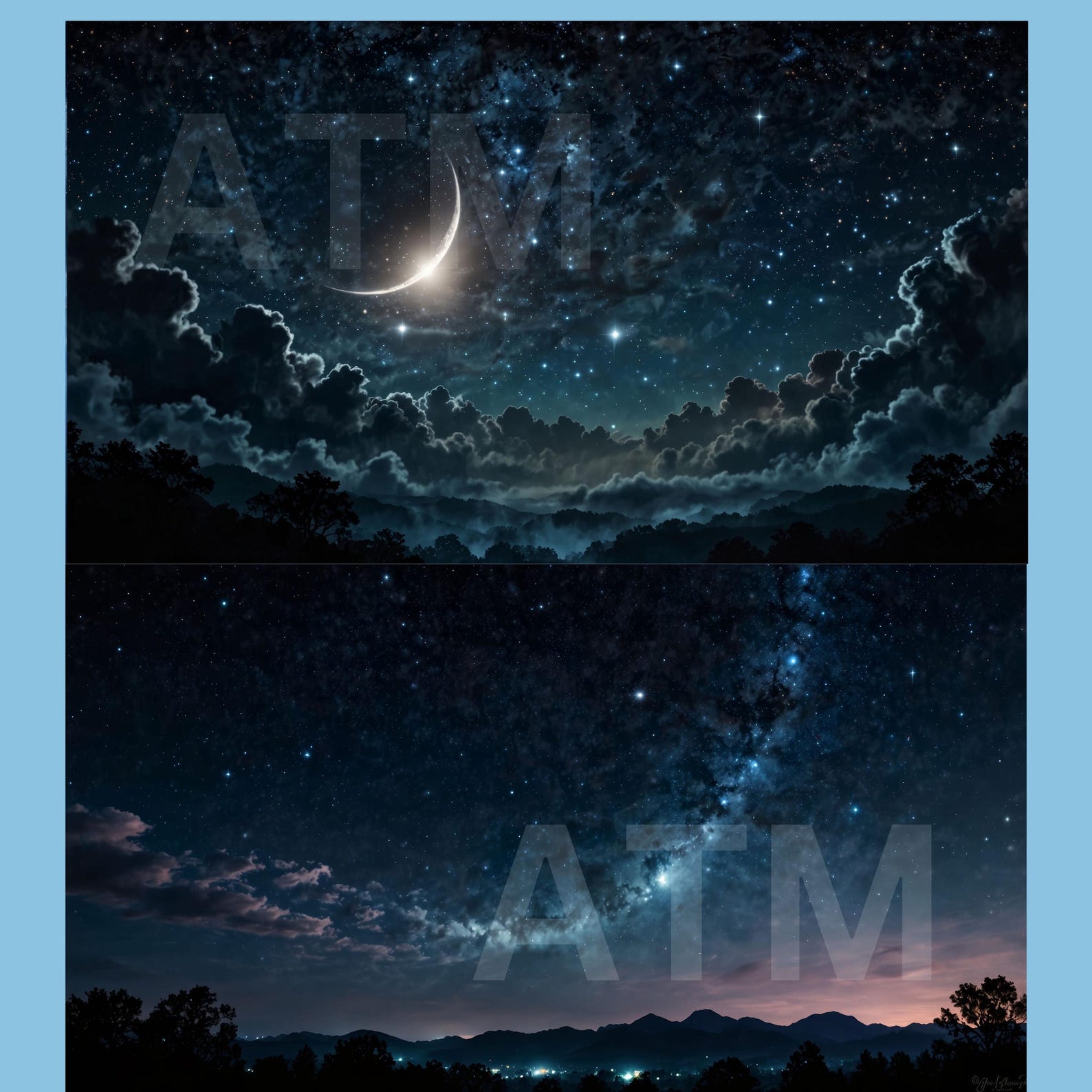 Moon and Star Night Sky Photoshop Background Maternity Backdrop ...