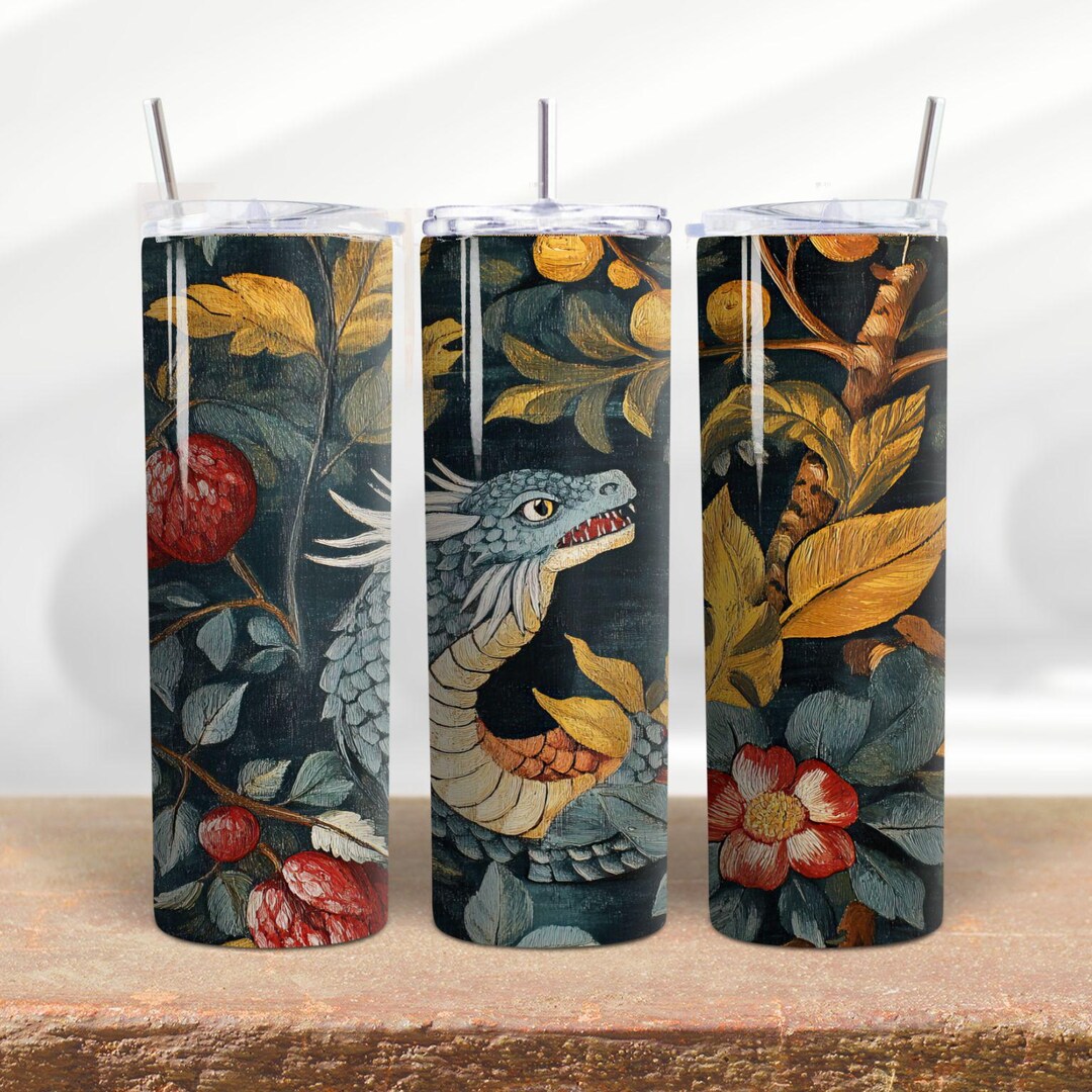 Medieval Dragon Tumbler Wrap: Old Tapestry Art Sublimation Designs (PNG ...