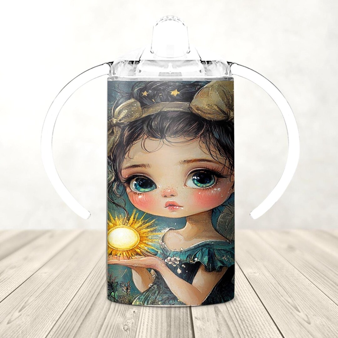 Fairy Sippy Cup Wrap: Whimsical Sun & Moon Cup PNG, Girls Fairycore ...
