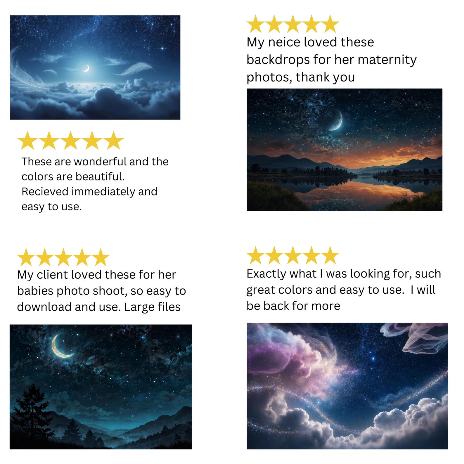 Moon and Star Night Sky Photoshop Background Maternity Backdrop ...