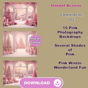 Pink Christmas Digital Backdrop Bundle Winter Wonderland Backdrop Pink ...