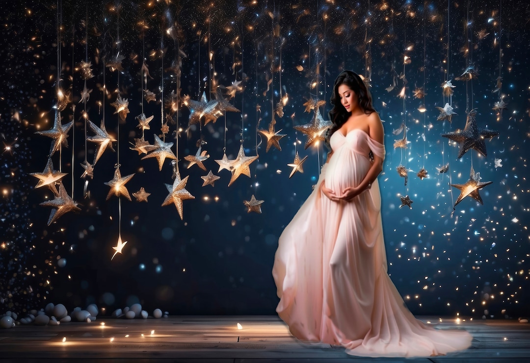Celestial Maternity Photography Backdrop Star Moon Photo Digital ...