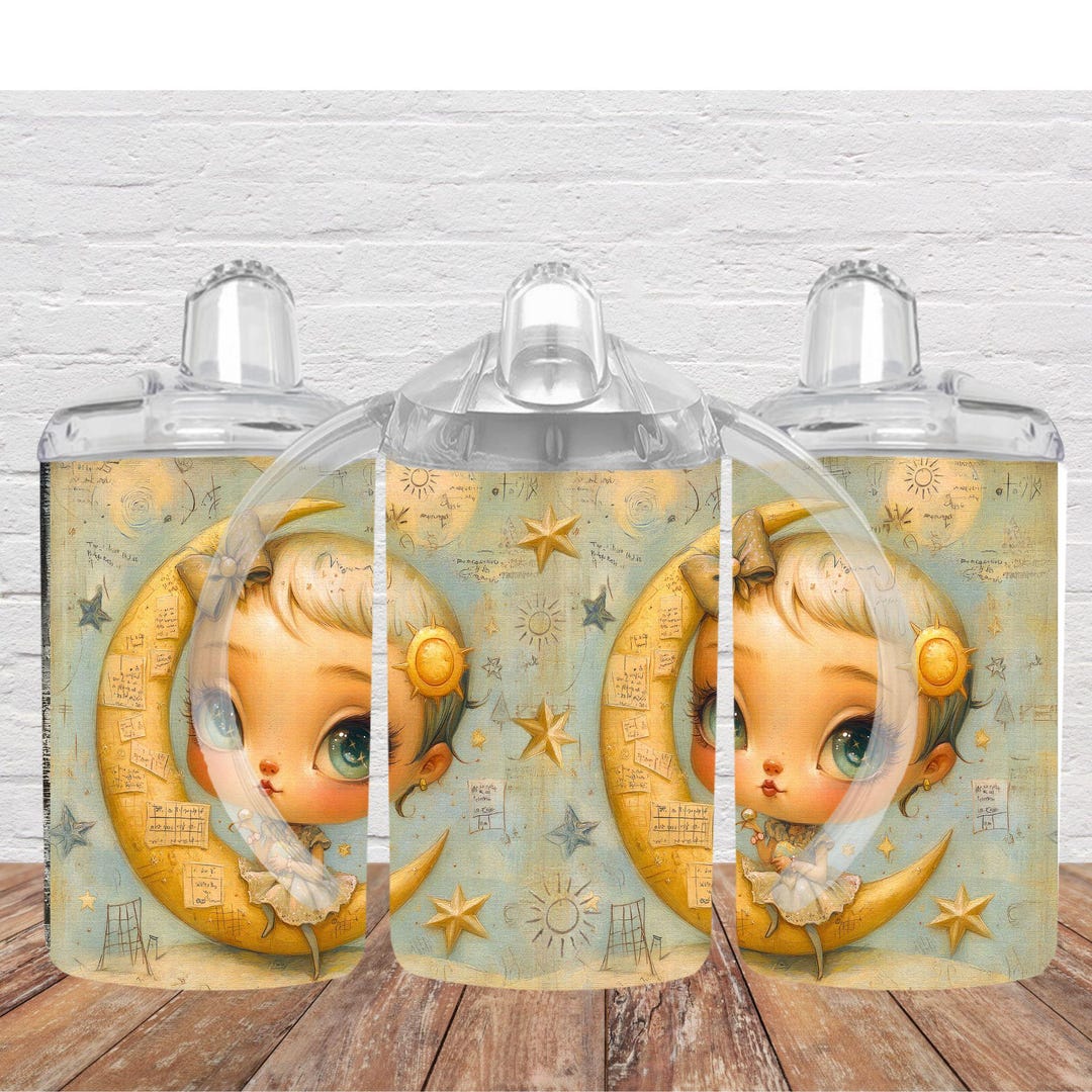 Crescent MOON Girl 12oz Kids Flip Top Sippy Cup Wrap, Baby Girl Gift ...