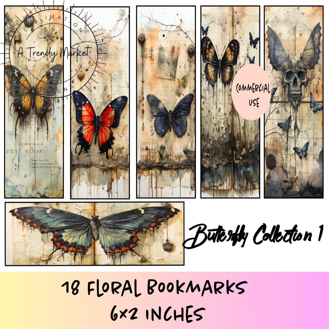 Vintage Butterfly Bookmark Set of 18 for Sublimation, Digital Print ...