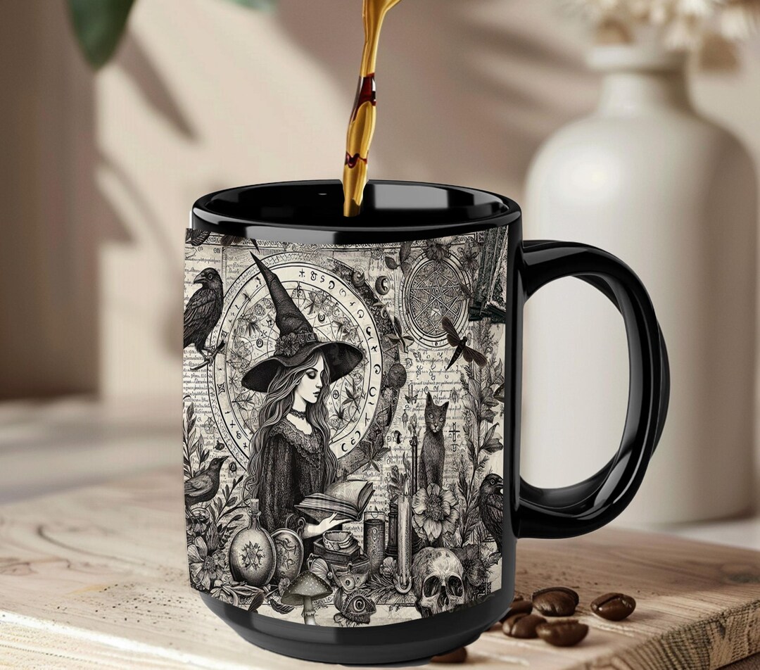 Magic Coffee Cup Wrap, Witchy Sublimation Design, Occult Coffee Mug ...