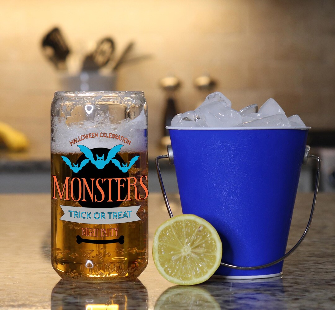Monster Glass Beer Can - Spooky Sips Halloween Glass Can Perfect for ...