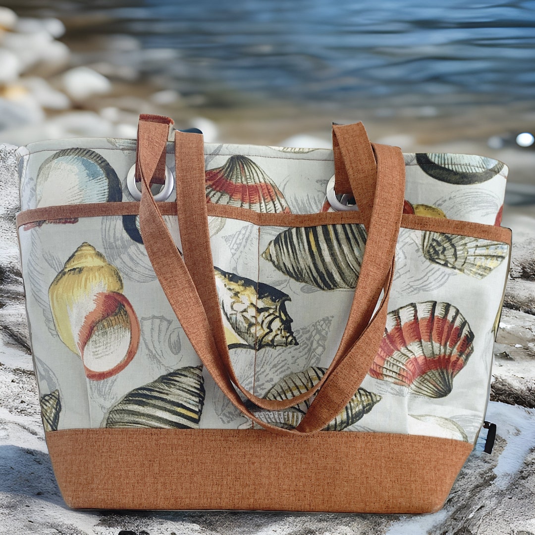 Large Seashell Tote Bag, Stand Alone Beach Bag, Diaper Bag, Travel ...