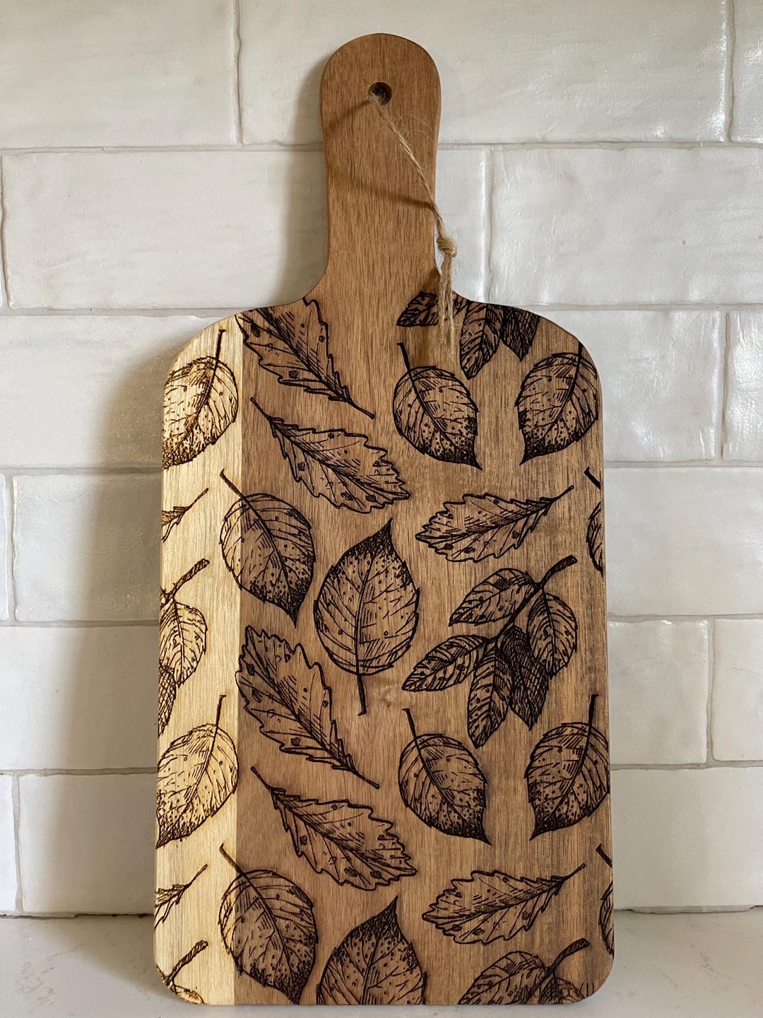 Fall Leaves Laser Engraved Kitchen Wood Cutting Board for Decorative ...