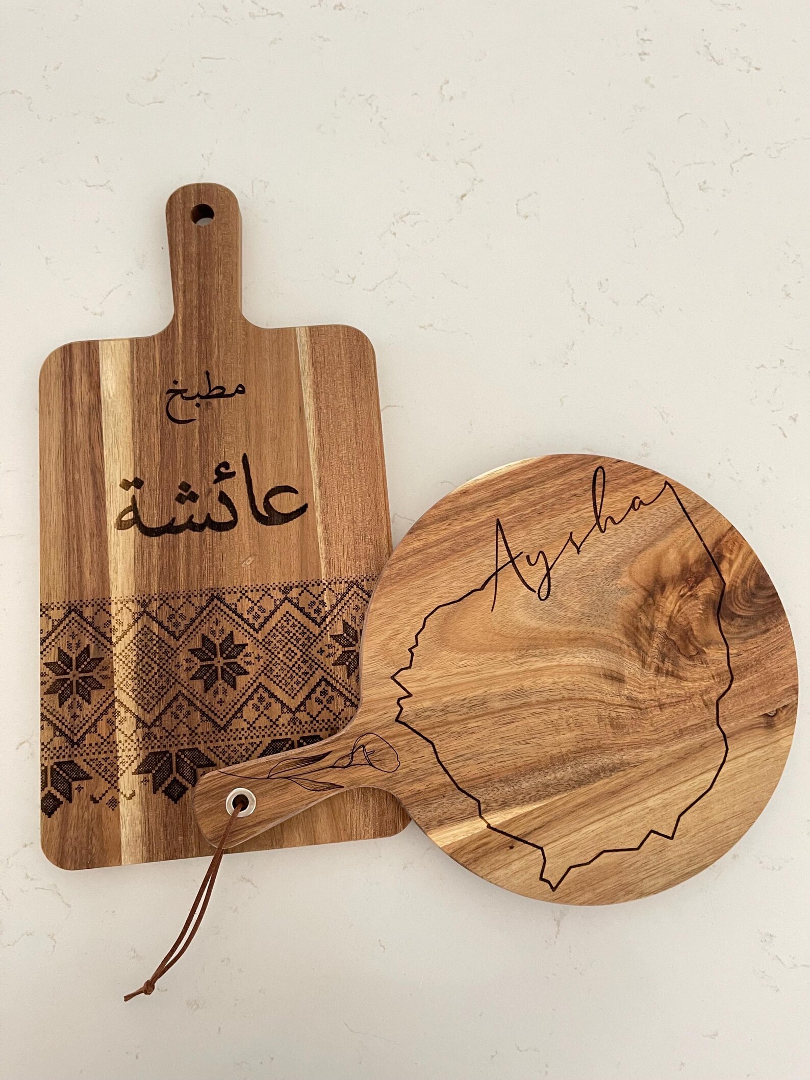 Custom Map of Ethiopia Engraved Wood Round Board With Name and Calla ...
