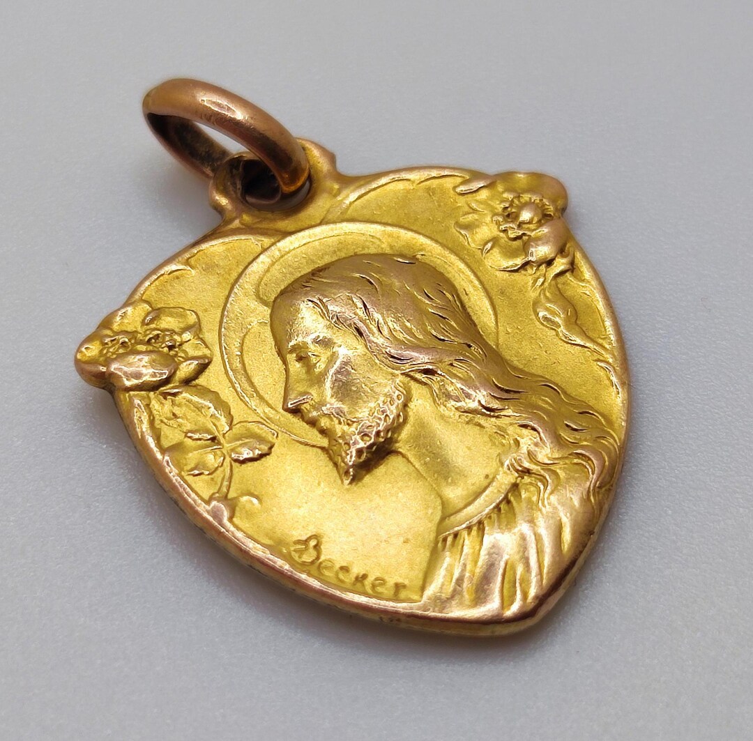 1896-1905 Gold-plated Pendant With Jesus Christ, Rose Hip Motif. Rare ...