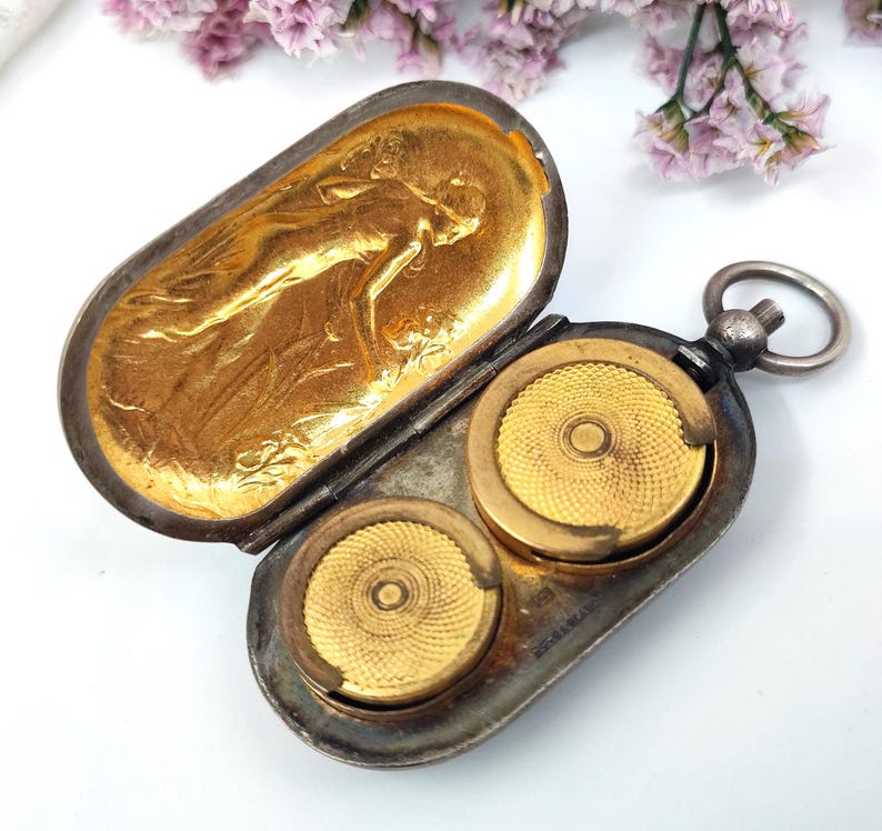 Antique French Silverplated Locket by E. Dropsy. Treasure Holder, Art ...
