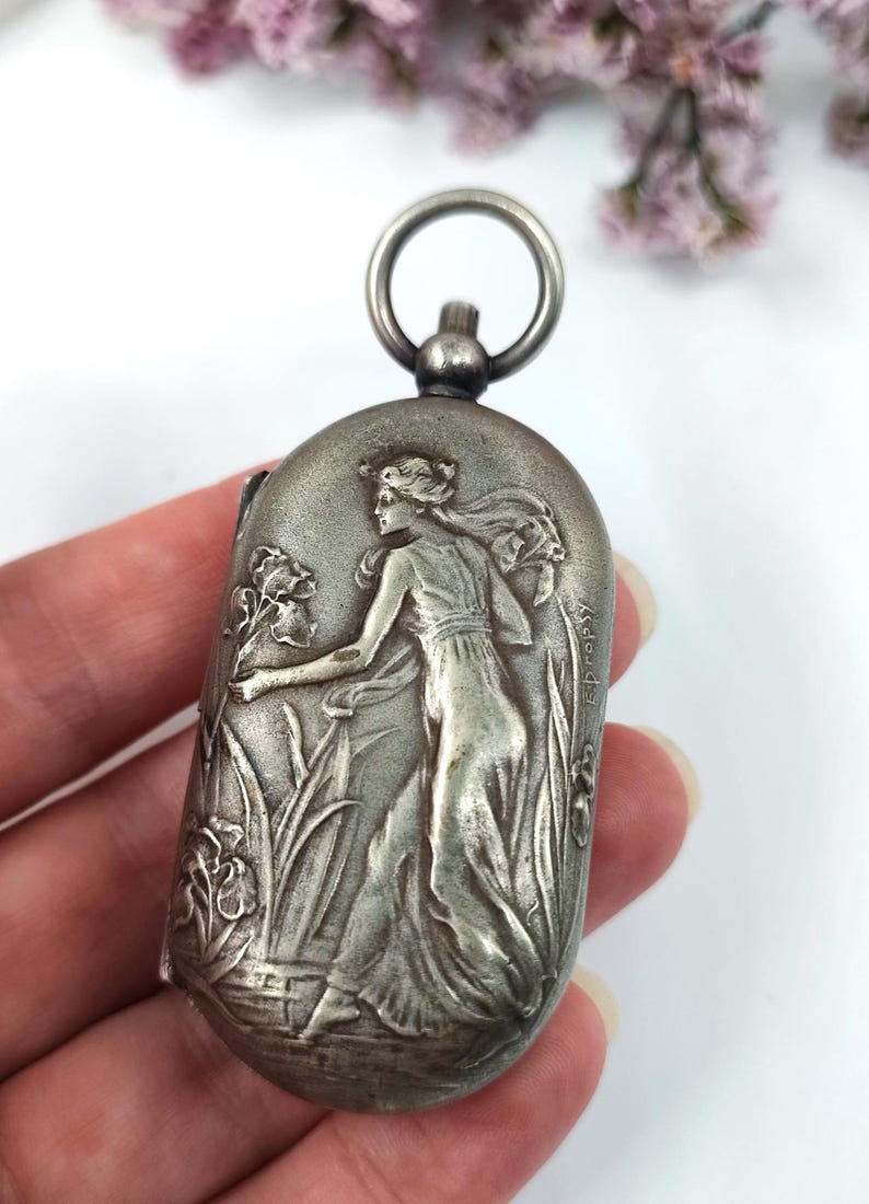 Antique French Silverplated Locket by E. Dropsy. Treasure Holder, Art ...