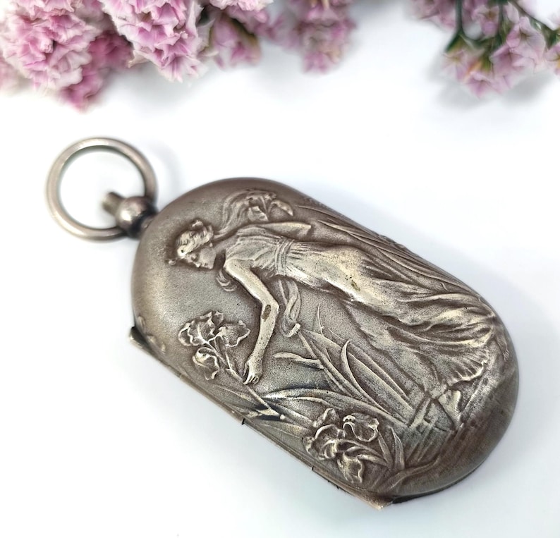 Antique French Silverplated Locket by E. Dropsy. Treasure Holder, Art ...