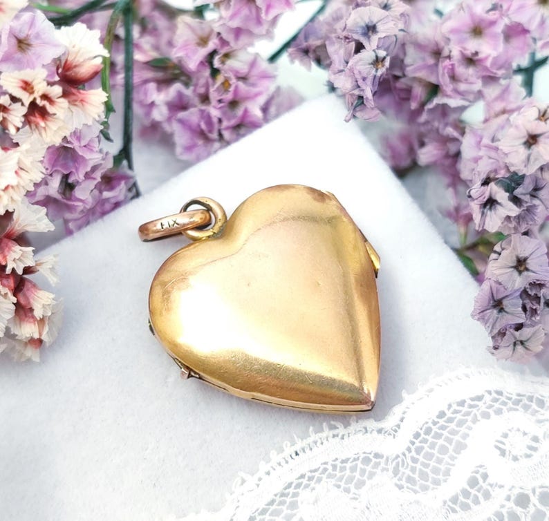 Antique French FIX Heart Locket in Gold-filled, Ruby: Sentimental ...