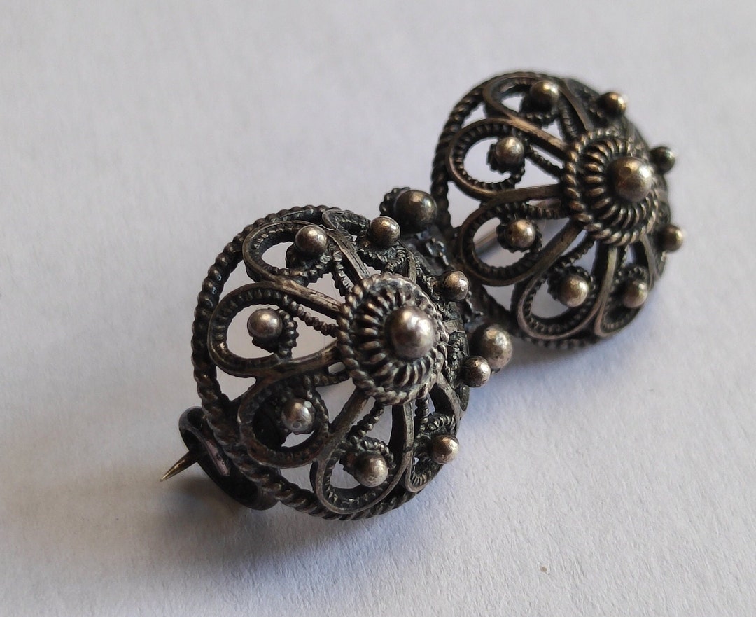 1880-1920 Sterling Silver Italian Filigree Brooch. Hallmark 925slv ...