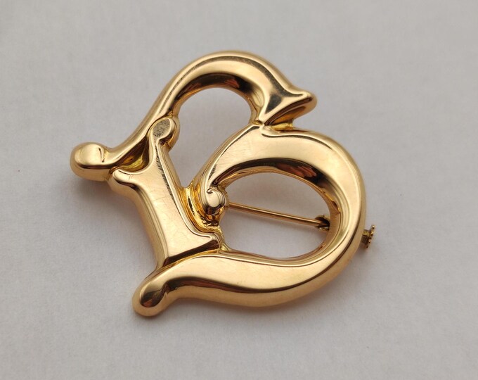 1920s 18k Solid Gold Italian Brooch. Stylized "b" Design, Late Art ...