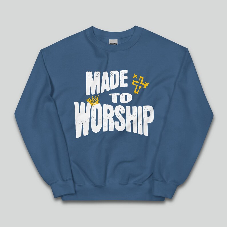 Made to Worship white Lettering Unisex Christian Sweatshirt Streetwear ...