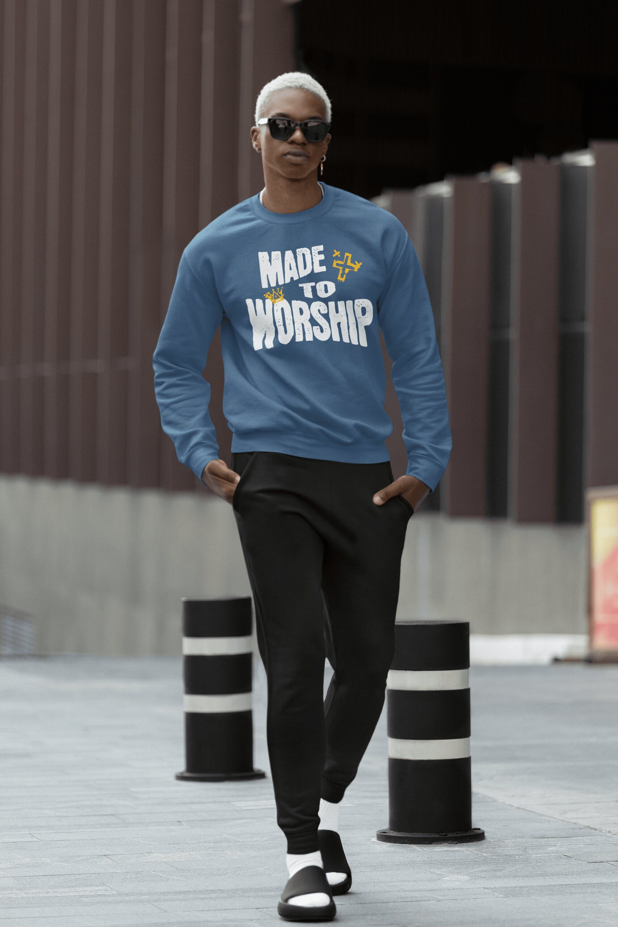 Made to Worship white Lettering Unisex Christian Sweatshirt Streetwear ...