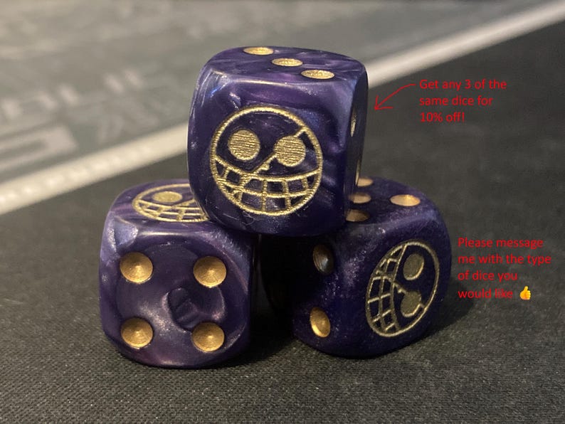One Piece Warlords Dice Set (8pc) | Engraved Jolly Roger Dice | Anime ...