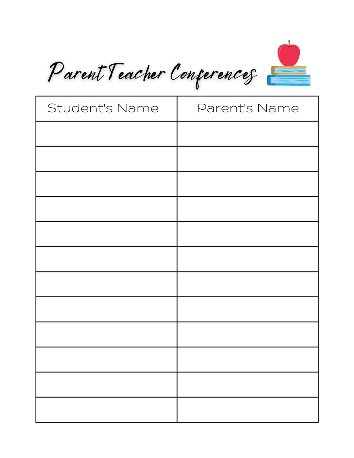 Parent Teacher Sign in Template - Etsy