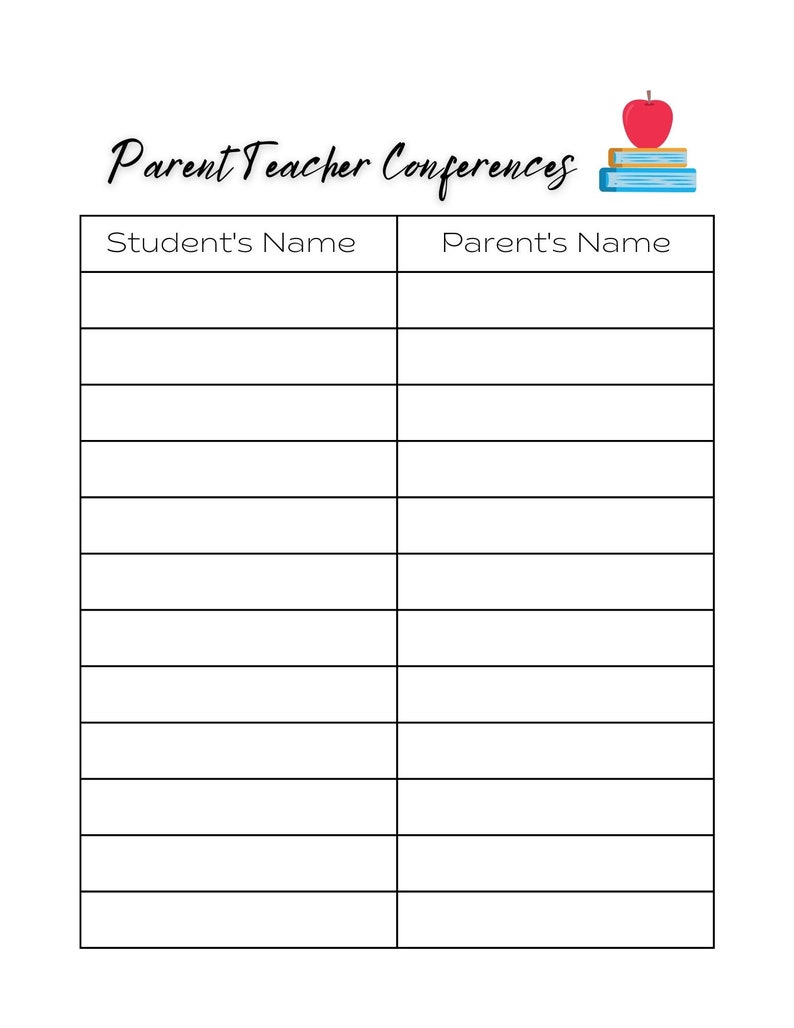 Parent Teacher Sign in Template - Etsy