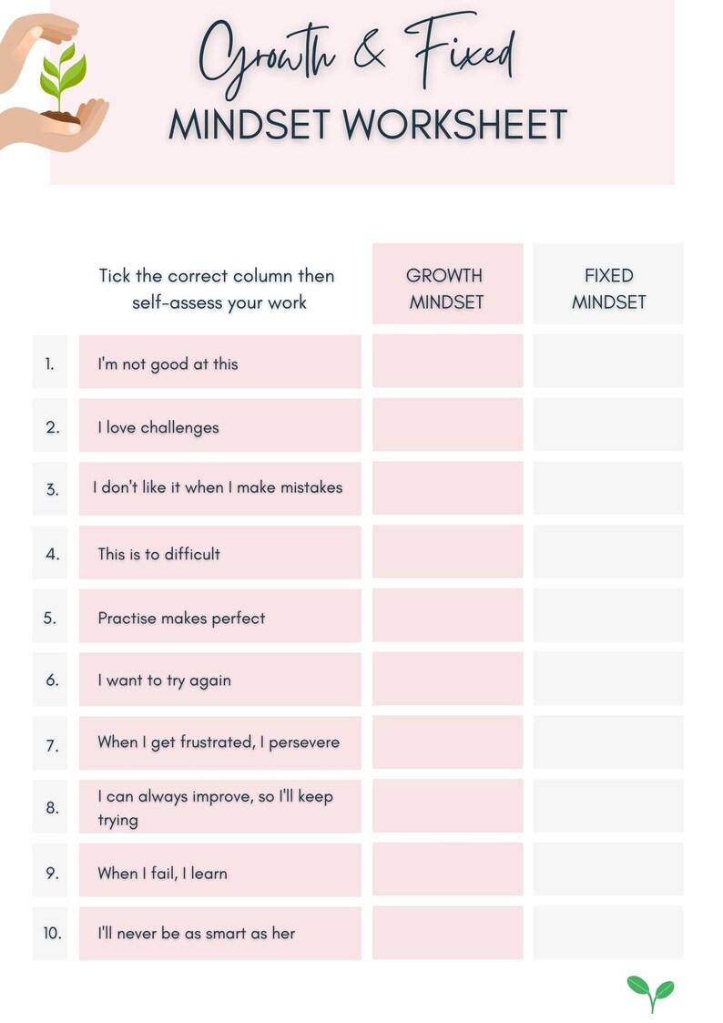 Growth Worksheet - Etsy
