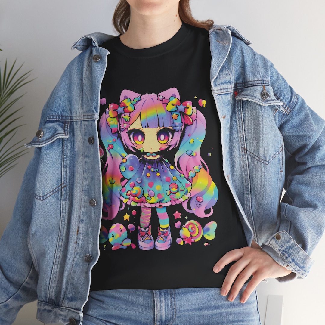 Kawaii Chibi Girl T-shirt Decora Kei Clothing Kawaii Shirt Harajuku ...