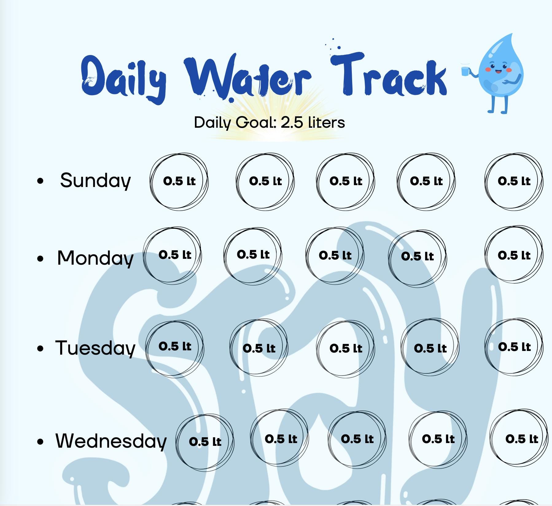 Printable Daily Water Tracker Hydration Log Template Track Your Water ...