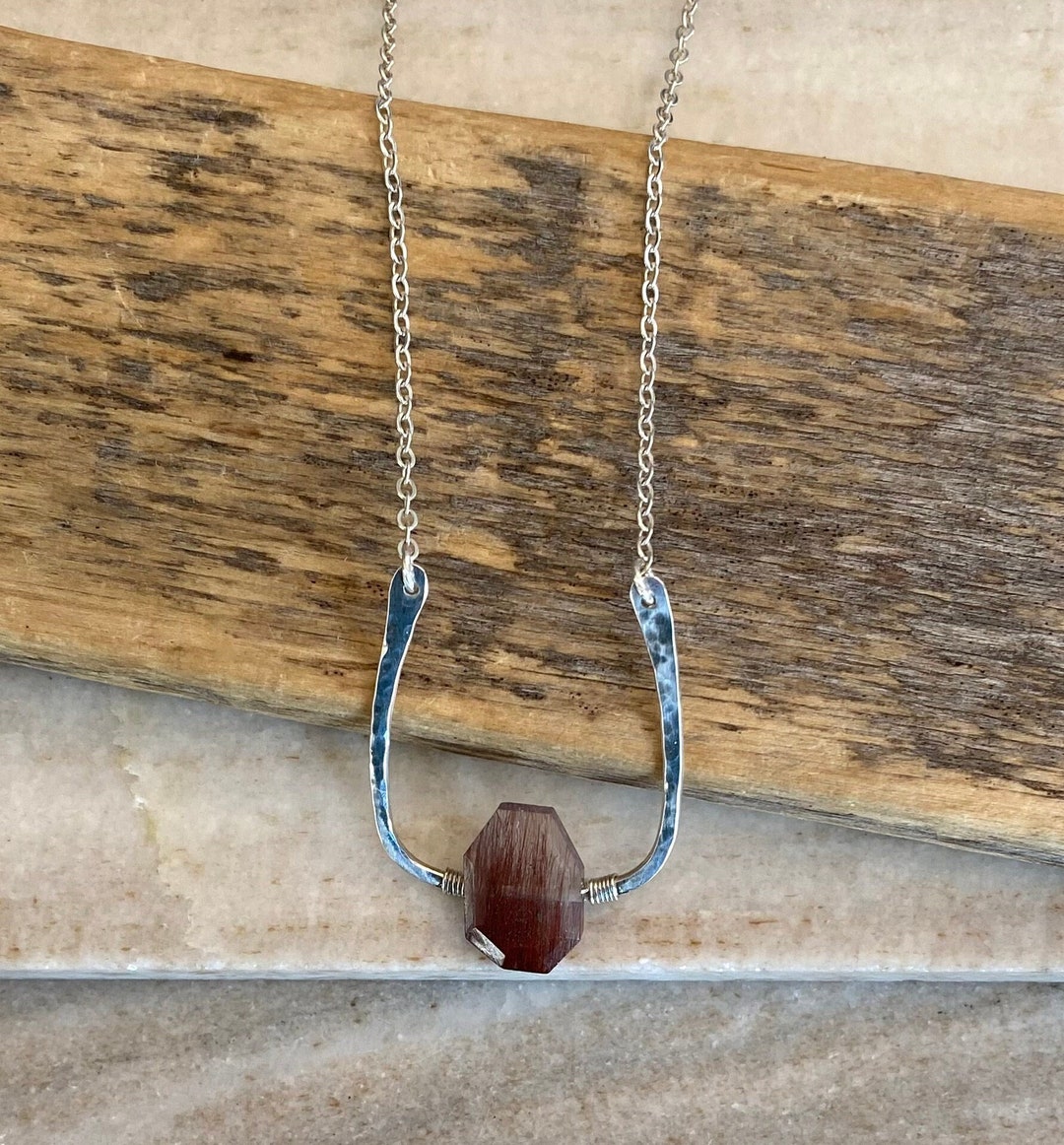 NECKLACE Camel Rutilated / Rutile Quartz and Sterling Silver - Etsy