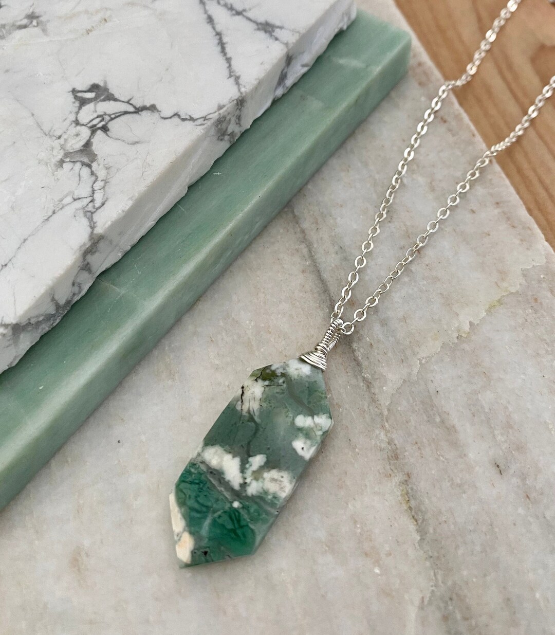 NECKLACE - Rare and Lovely Green Variscite Gemstone Pendant and ...