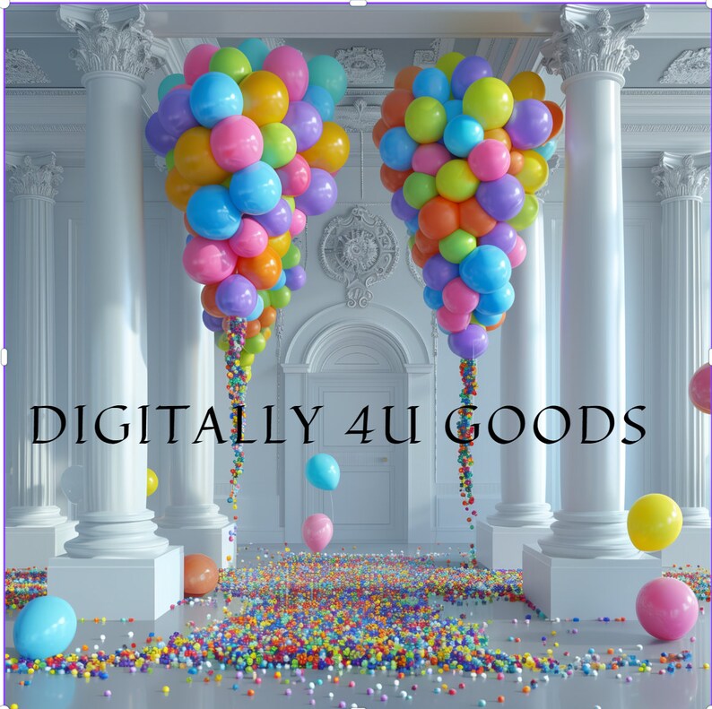 Birthday Balloondigital Backdrop, Photo Shoot Backdrop, Overlays ...