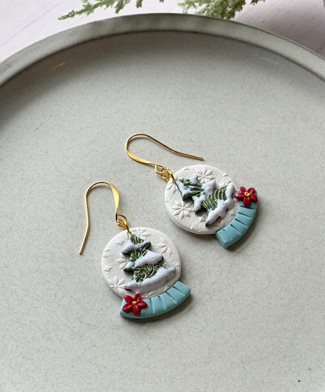 Winter Snow Globe Earrings / Winter Polymer Clay Earrings / - Etsy