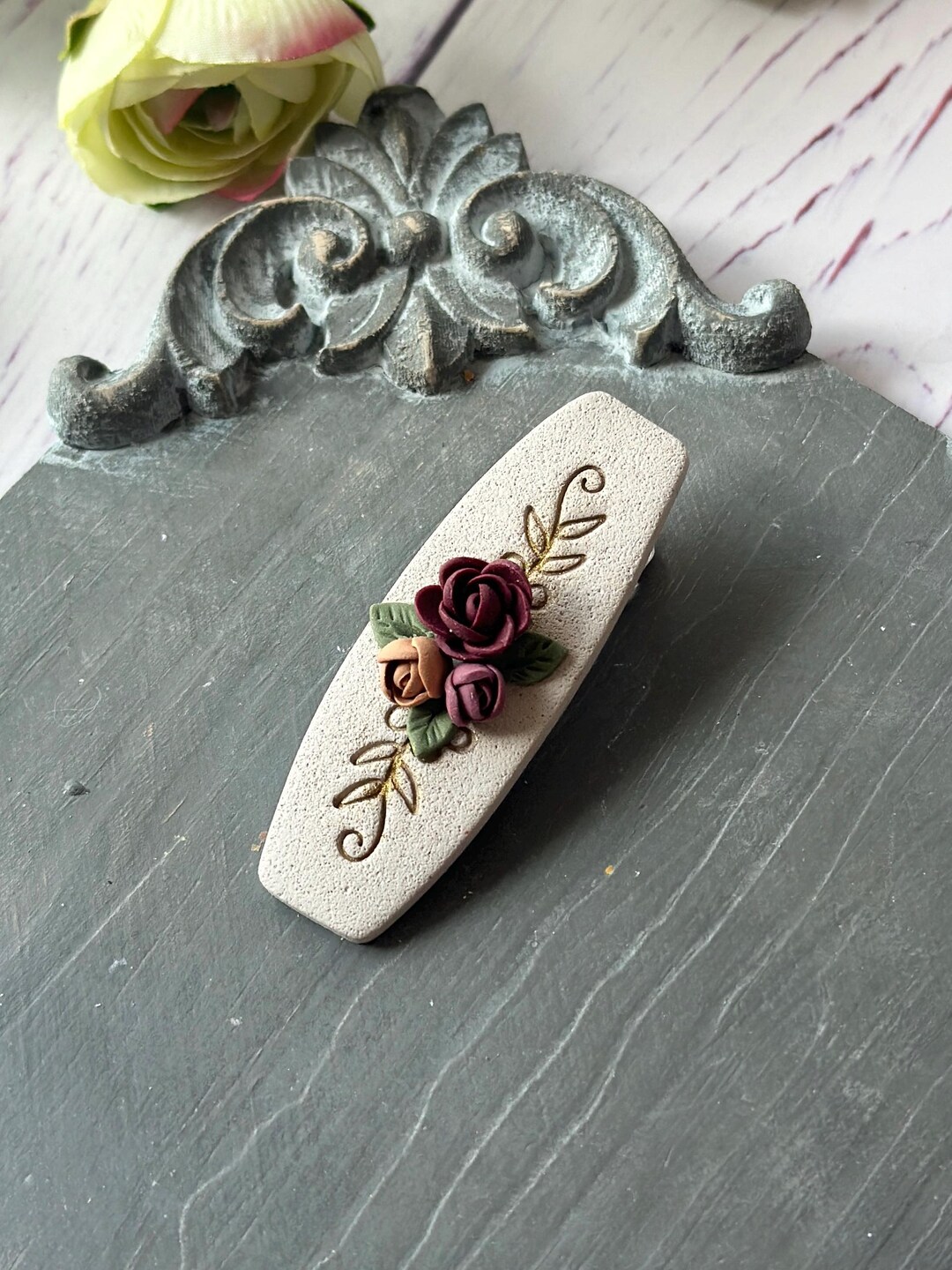 Fall Floral Polymer Clay Alligator Style Hair Barrette Clip - Etsy