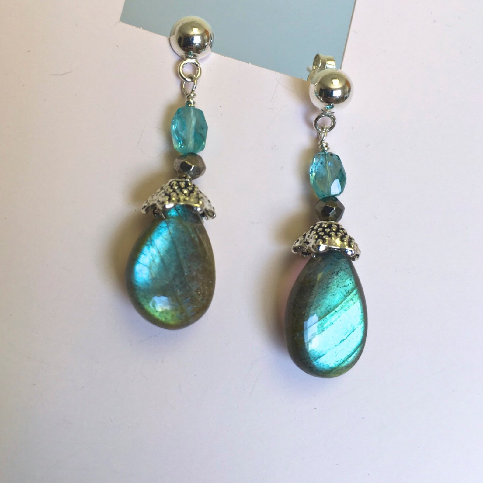 Labradorite Earrings, Opal Earrings, Labradorite, October Birthstone ...