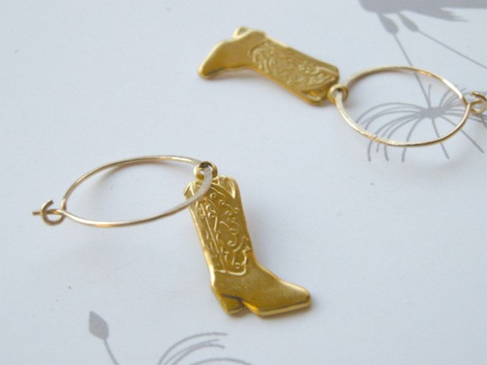 Tiny Hoops Golden Boot Charms, Urban Cowgirl, Camp Sundance Earrings ...