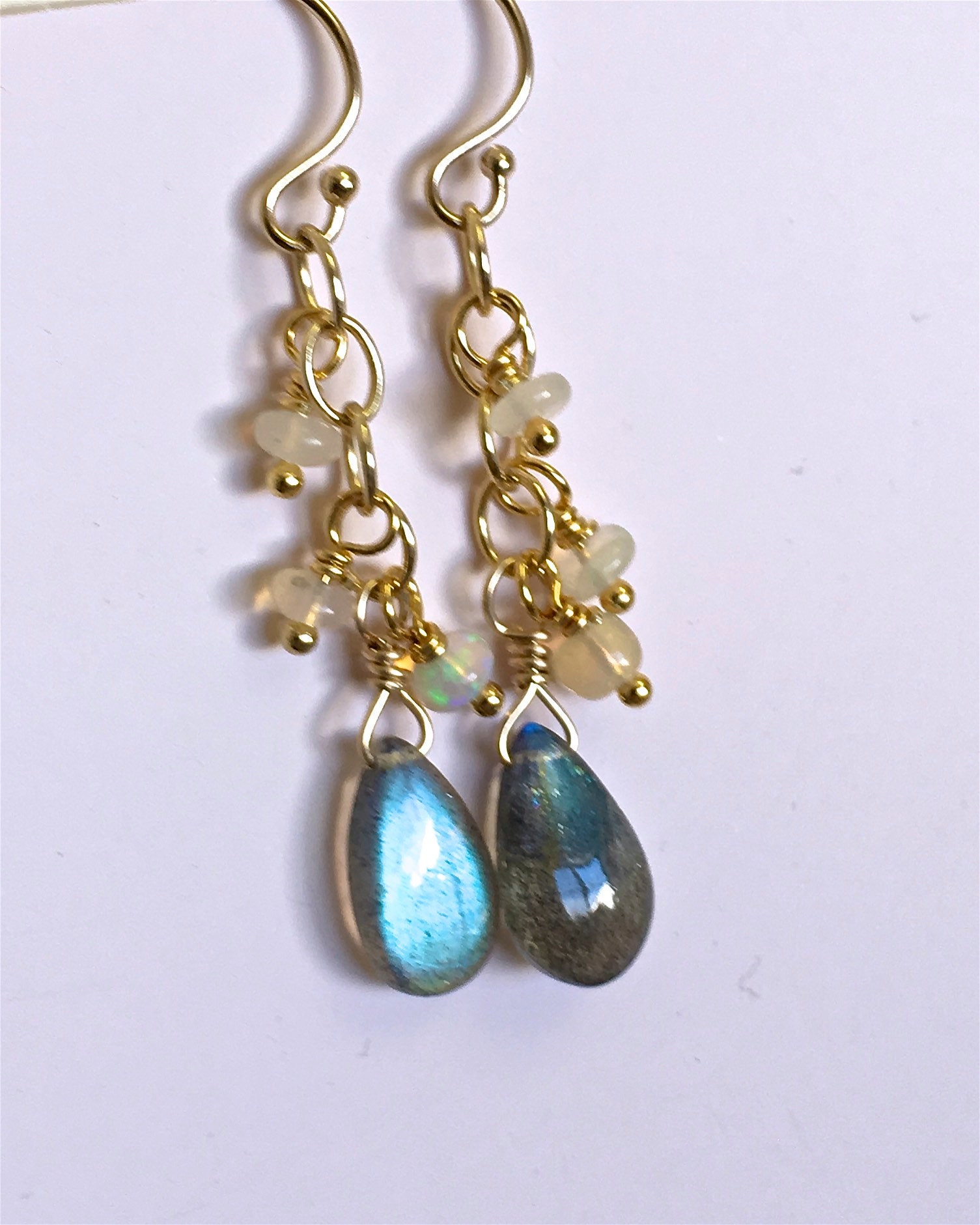 Labradorite Earrings, Opal Earrings, Labradorite, October Birthstone ...